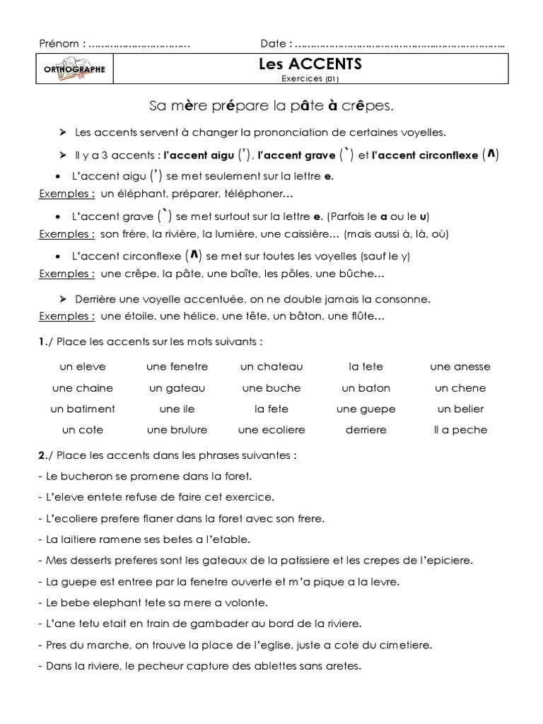 Exercices sur les Accents en Français | PDF | Poésie