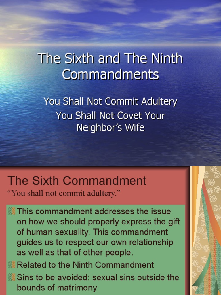 The Sixth And The Ninth Commandments Pdf Chastity Lust