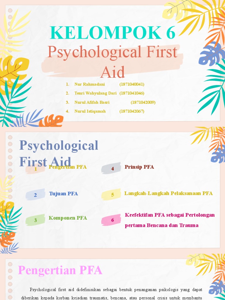 Unsur dan Tujuan Psychological First Aid | PDF