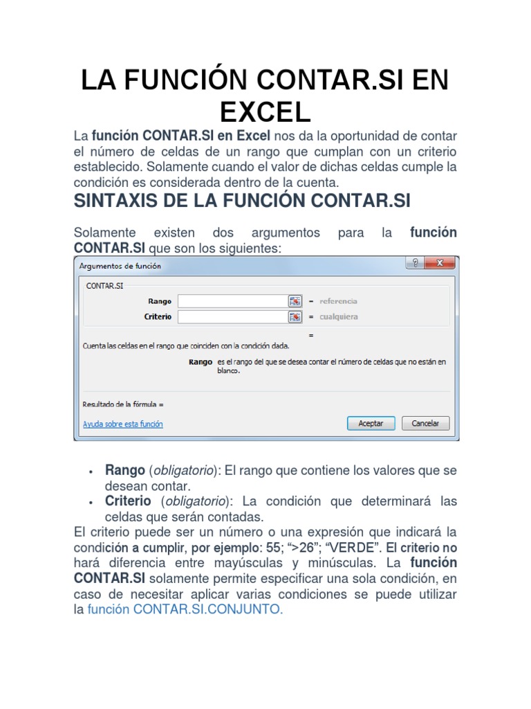 Funciones Contar y Sumar | PDF | Función (Matemáticas) | Microsoft Excel