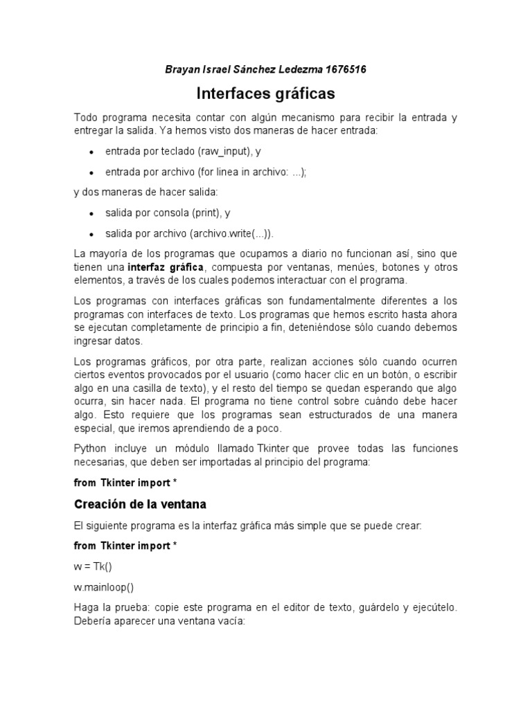 Interfaces Graficas | PDF | Programa de computadora | Programación