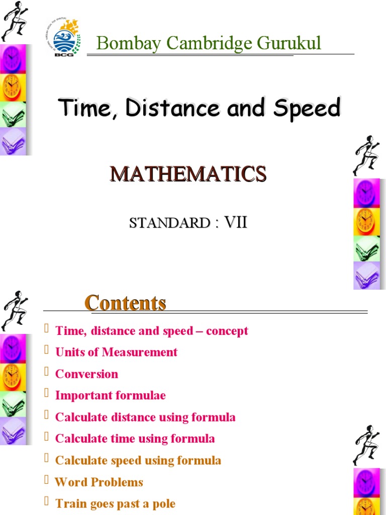 Bombay Cambridge Gurukul Bombay Cambridge Gurukul: Time, Distance and ...