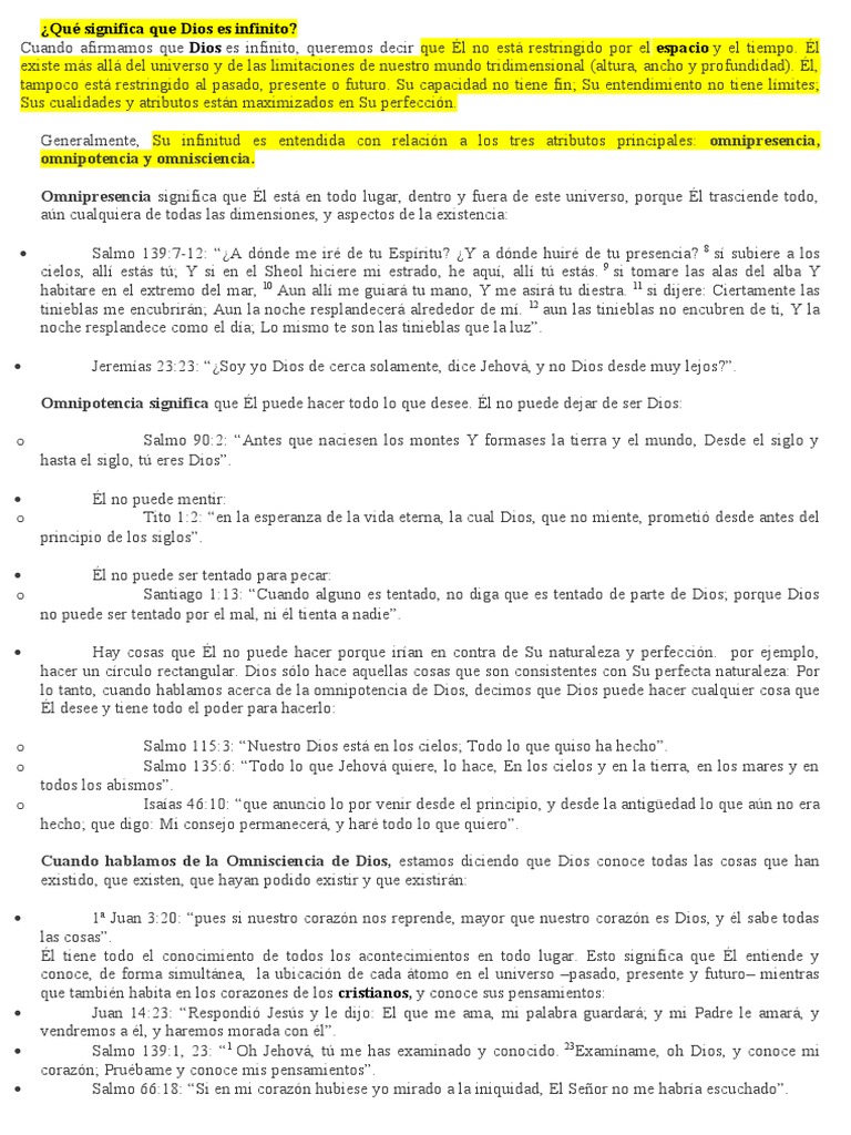 Qué Significa Que Dios Es Infinito | PDF | Omnipotencia | Dios