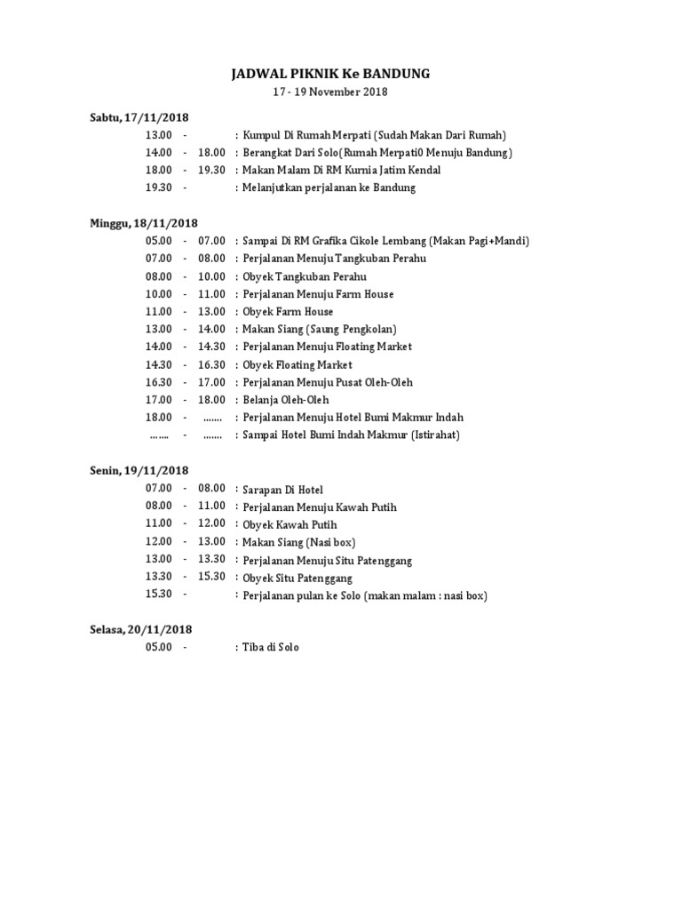 Jadwal Piknik-1 | PDF