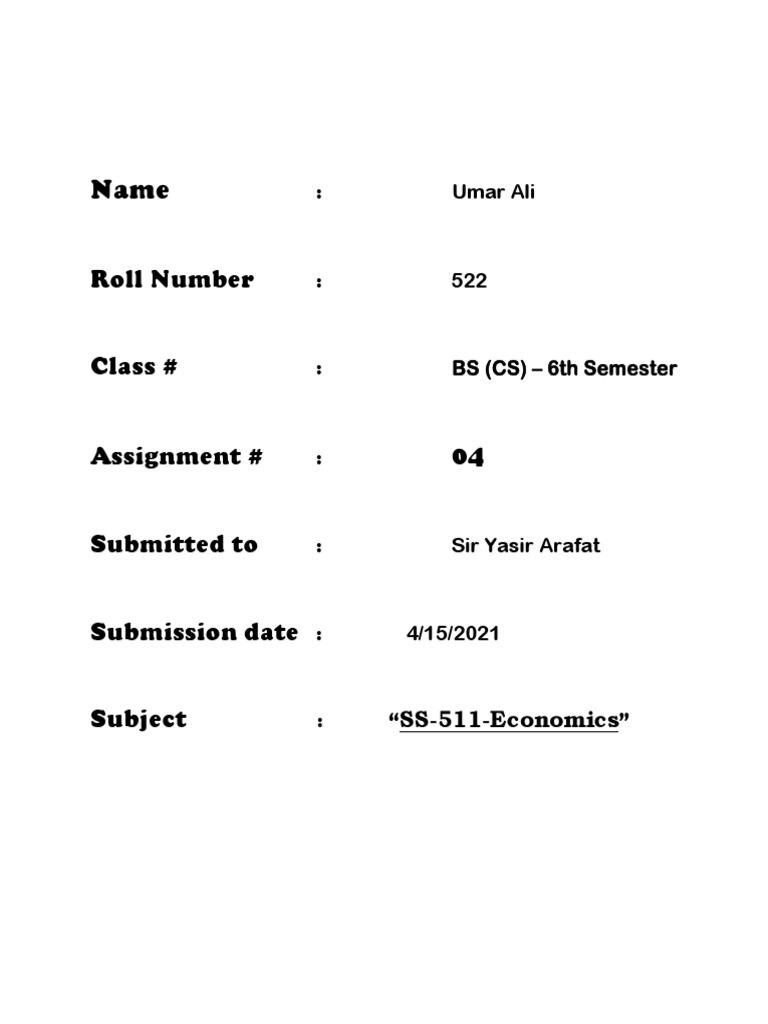 Asgnmt4 (522) Sir Yasir Arafat | Descargar gratis PDF | Imperfect Competition | Production Function