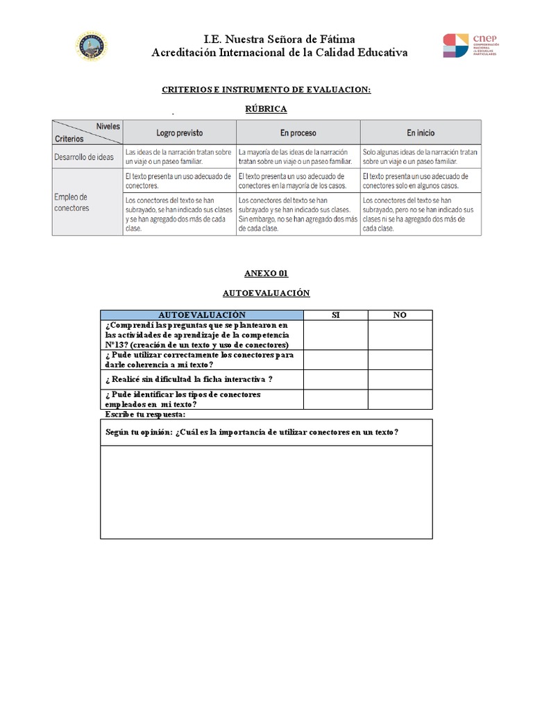 Sesión 95-Comprobamos Nuestros Aprendizajes-Anexo 01 | PDF