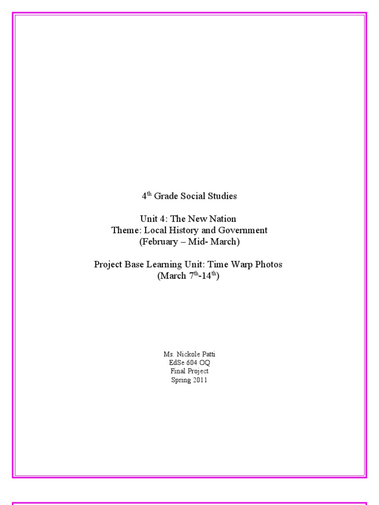 4th Grade PBL: New Nation & Gov't | PDF | Politics