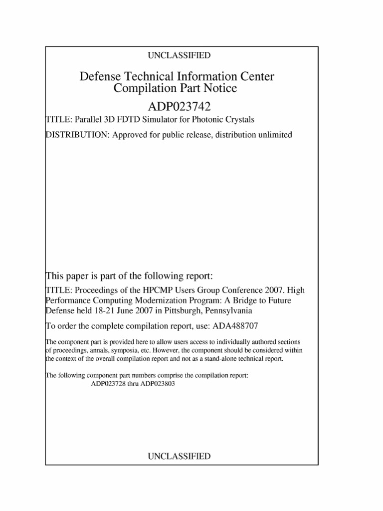 Parallel 3d Fdtd Simulator For Photonic Crystals Descargar Gratis Pdf Waves Physics