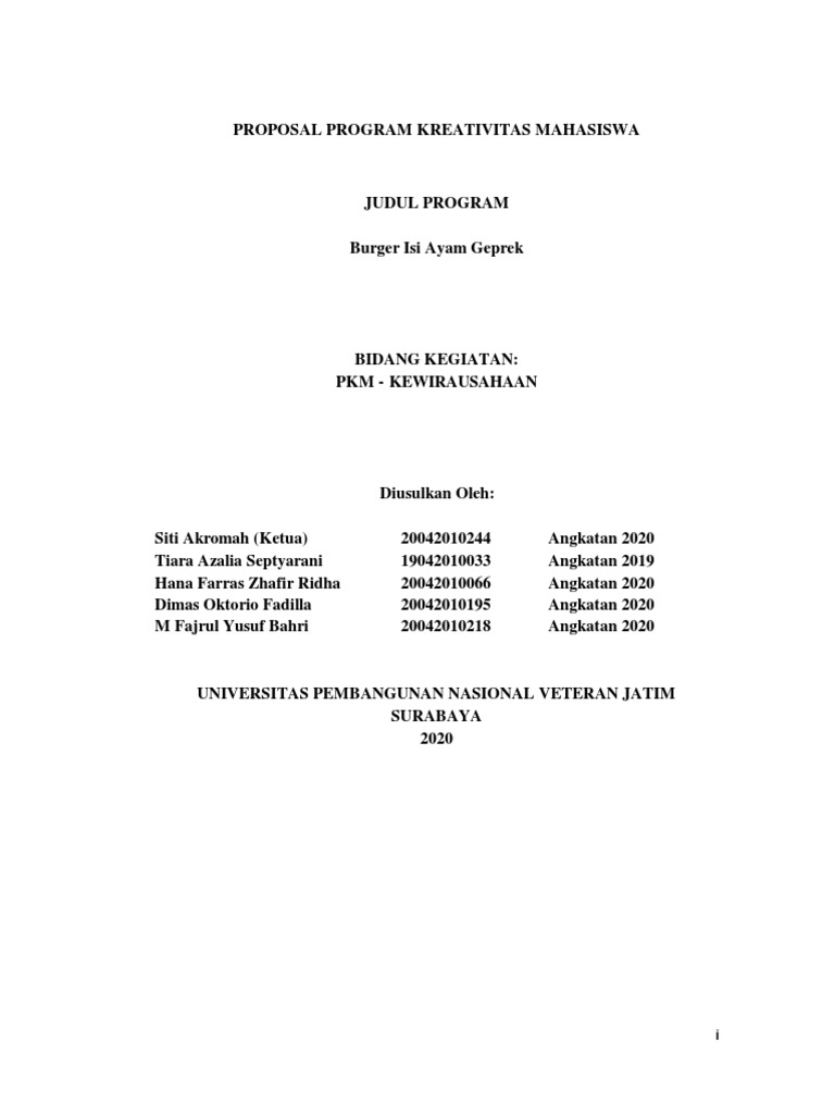 Proposal Program Kreativitas Mahasiswa | PDF