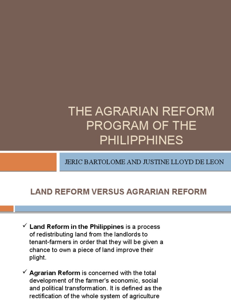 Philippine Agrarian Reform Overview | PDF | Leasehold Estate | Agriculture
