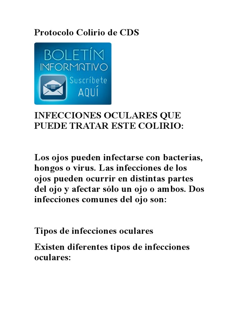 Protocolo Colirio de CDS | PDF | Bienestar | Medicina