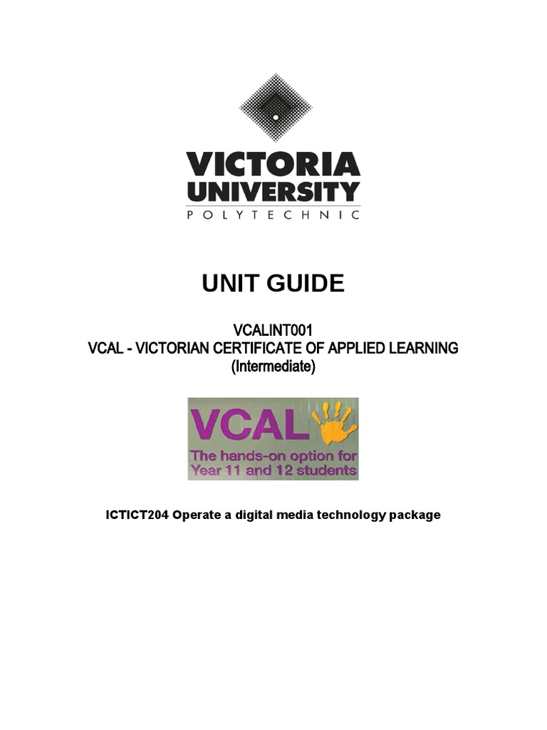 Unit Guide: Vcalint001 Vcal - Victorian Certificate of Applied Learning ...