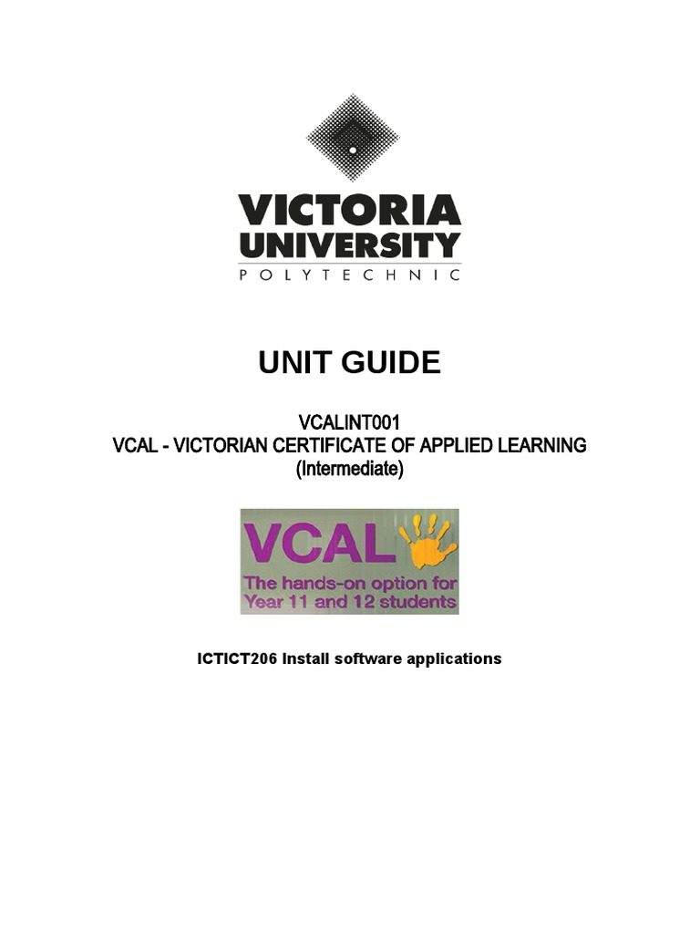 Unit Guide: Vcalint001 Vcal - Victorian Certificate of Applied Learning ...