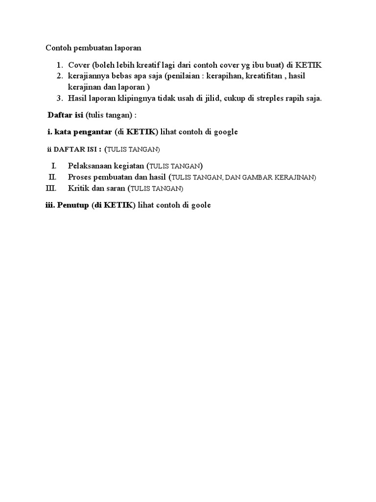 Contoh Pembuatan Laporan Ujian Pkwu | PDF