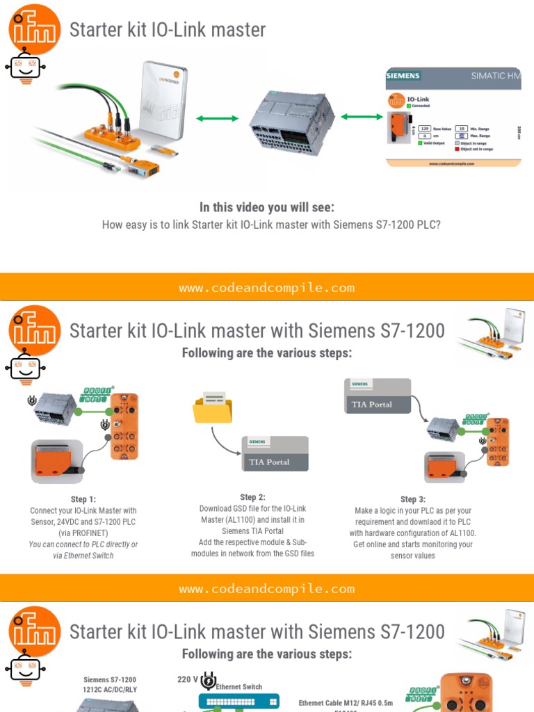 How To Link Siemens S7 1200 With Starter Kit IO Link Master | PDF
