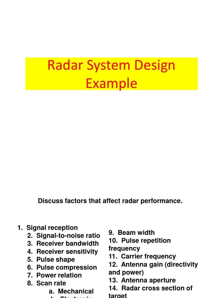 03-2radar System Design Example | PDF | Radar | Radio Spectrum