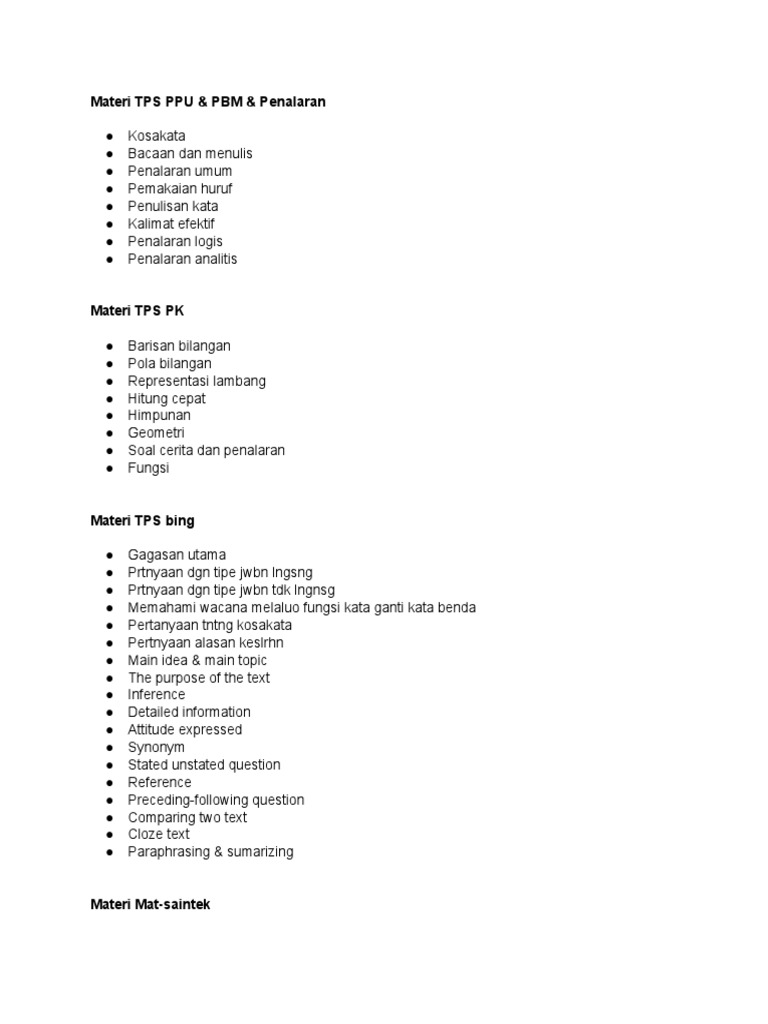 Materi TPS PPU & PBM & Penalaran | PDF | Prayer | Nature