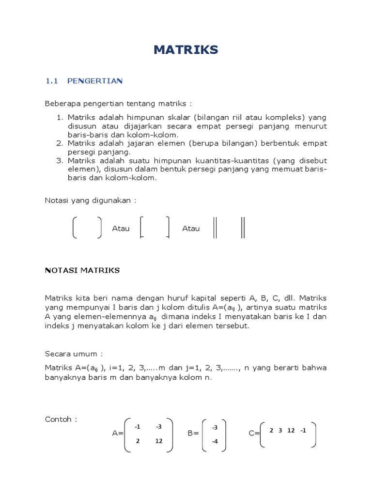 Dasar-Dasar Matriks | PDF