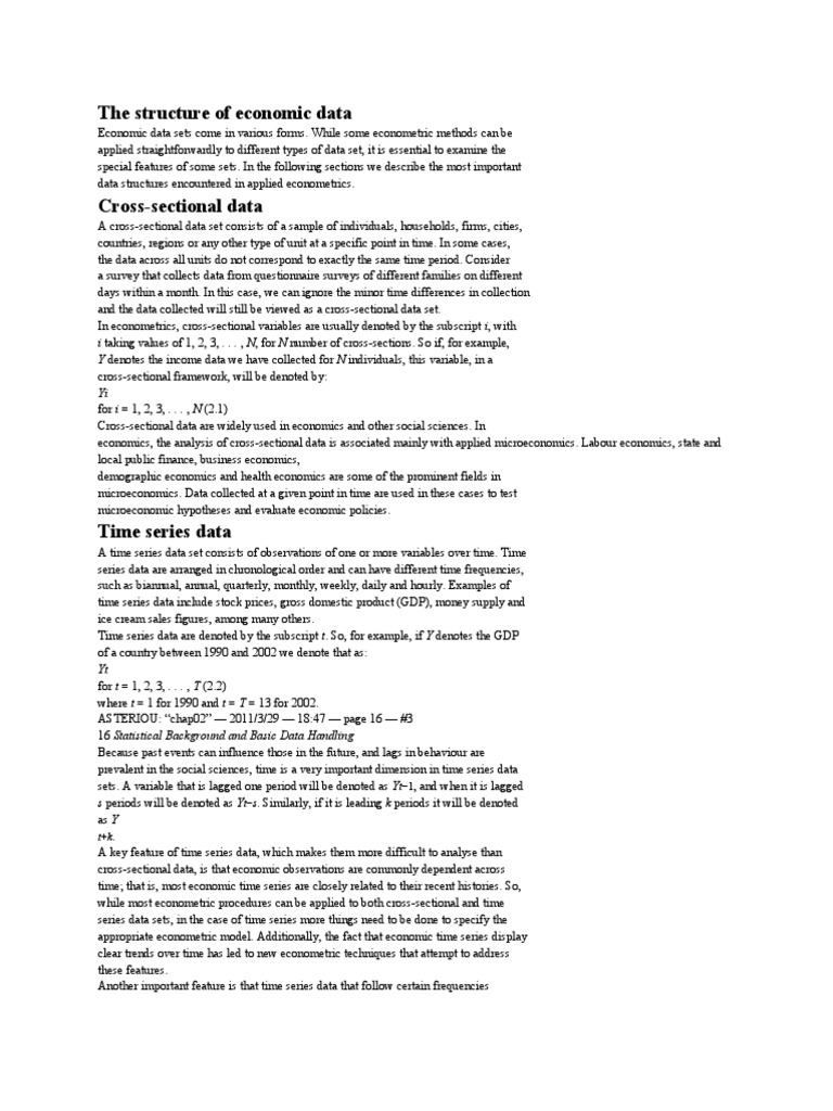 The Structure of Economic Data | PDF | Time Series | Econometrics
