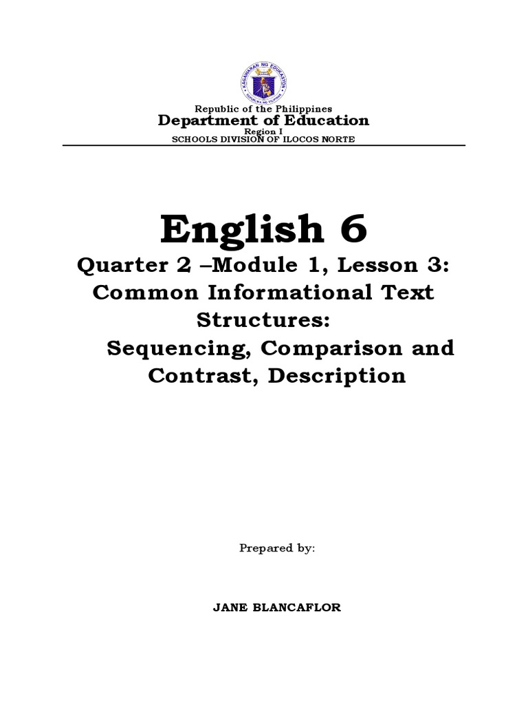 English-6-Q2-Module-1-Lesson-3-Common Informational Text Structures ...