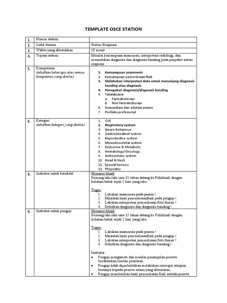OSCE Bronkhitis - Template | PDF