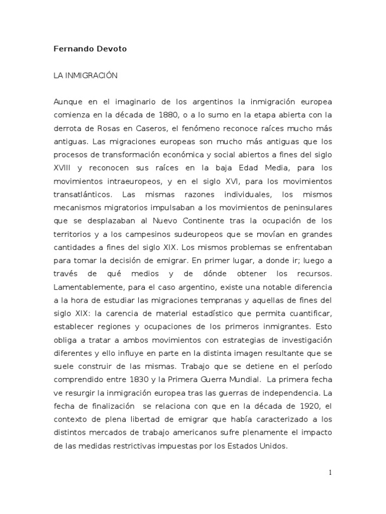 Resumen Devoto Fernando | PDF