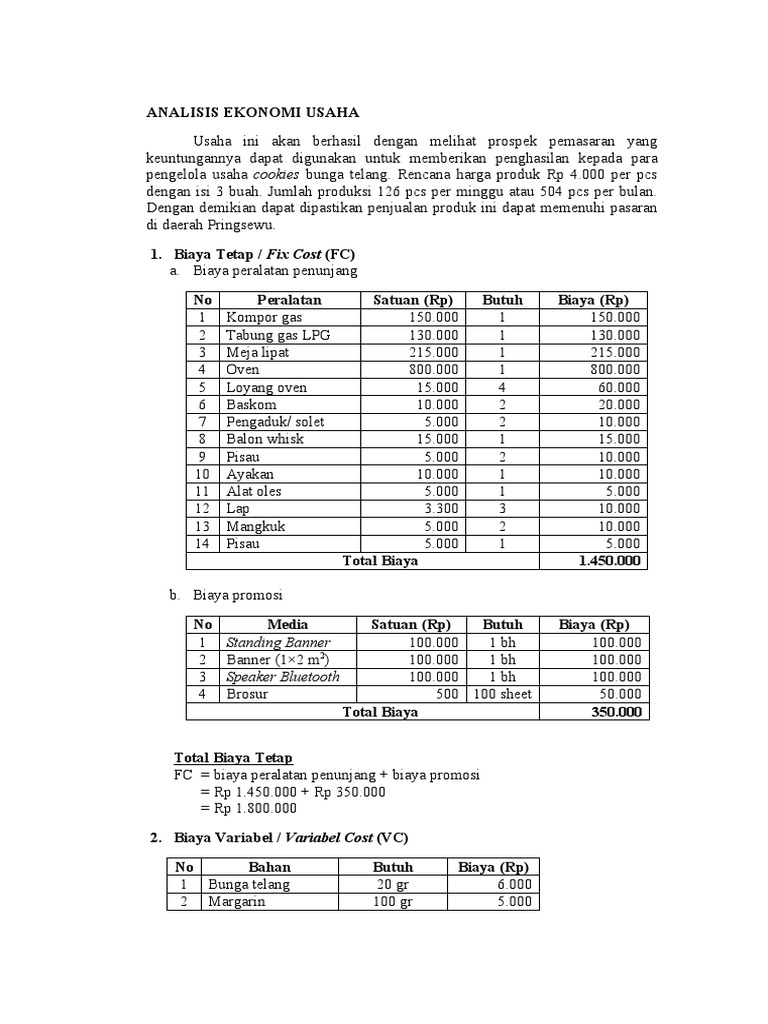 Analisis Ekonomi Usaha | PDF