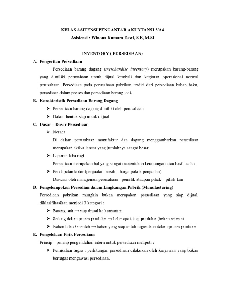Asistensi Persediaan | PDF