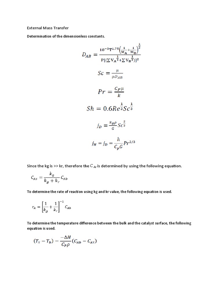 External Mass Transfer | PDF | Reaction Rate | Velocity