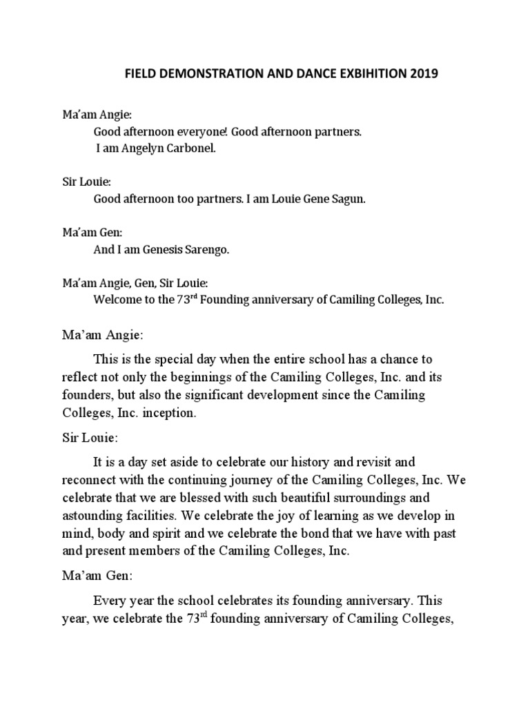 Script (Field Demo) | PDF | Performing Arts | Entertainment (General)