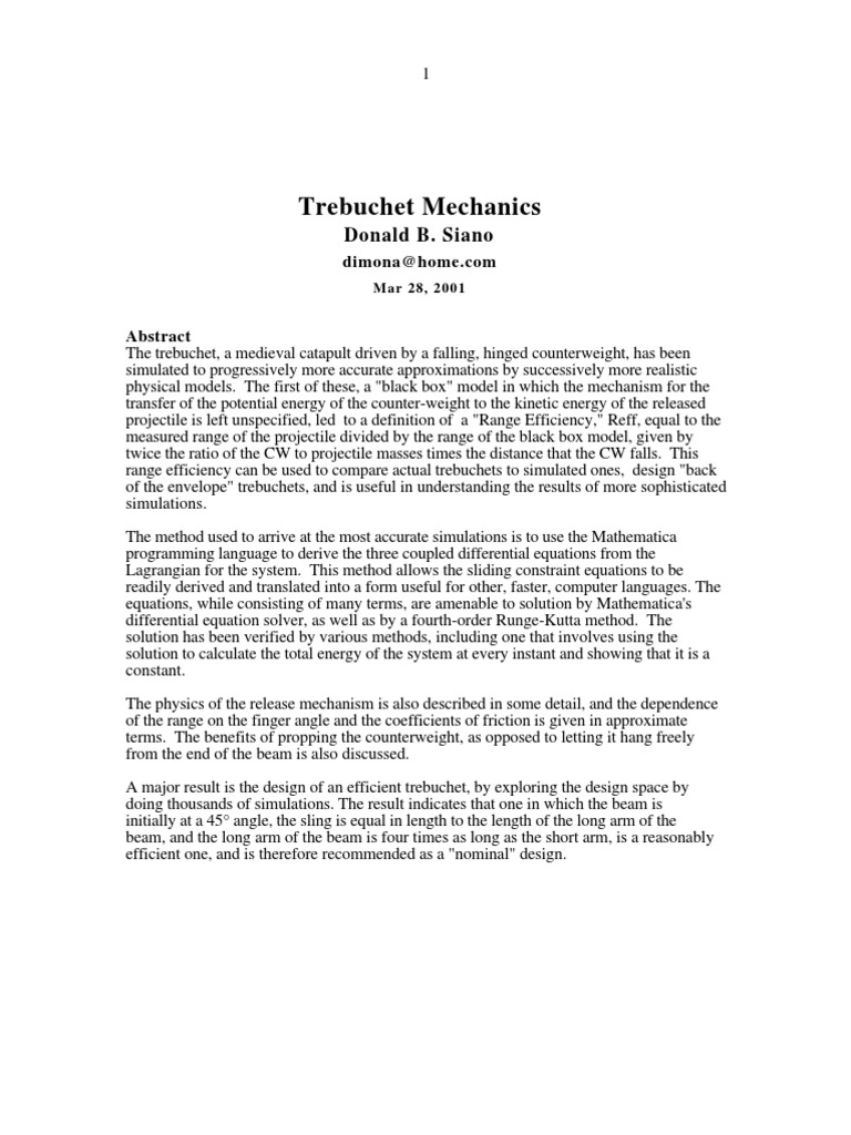 Trebuchet Math | PDF | Lagrangian Mechanics | Physics