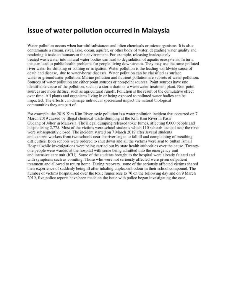 Issue of Water Pollution | PDF | Water Pollution | Systems Ecology