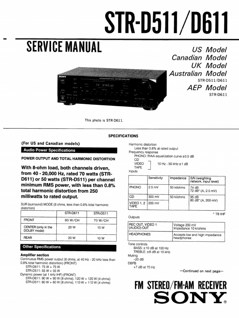 Sony STR-D511 - D611 | PDF