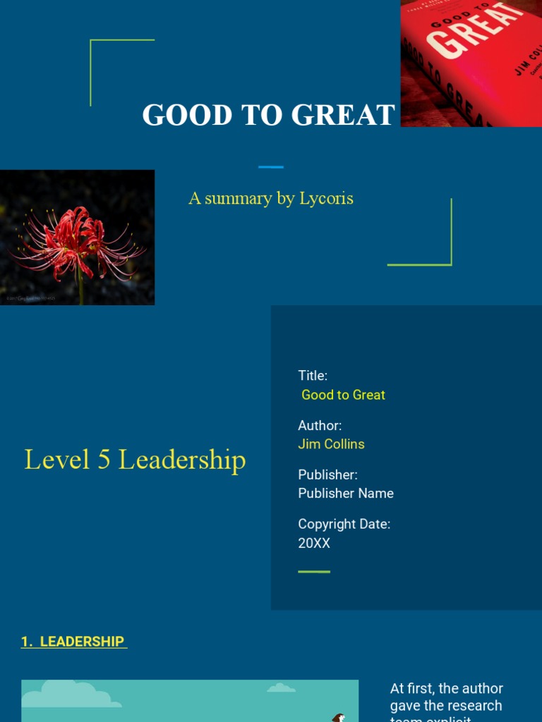 Book Report Good To Great Jim Collins Summary Slides Chapter 2