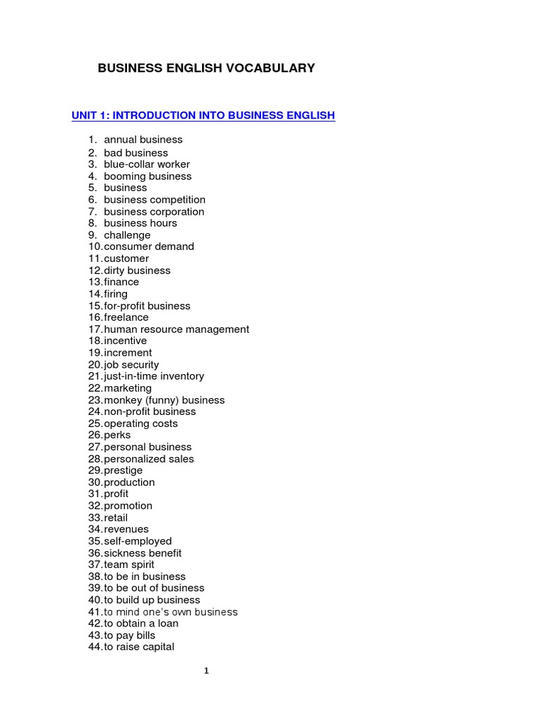 Business English Vocabulary | PDF | Franchising | Joint Stock Company