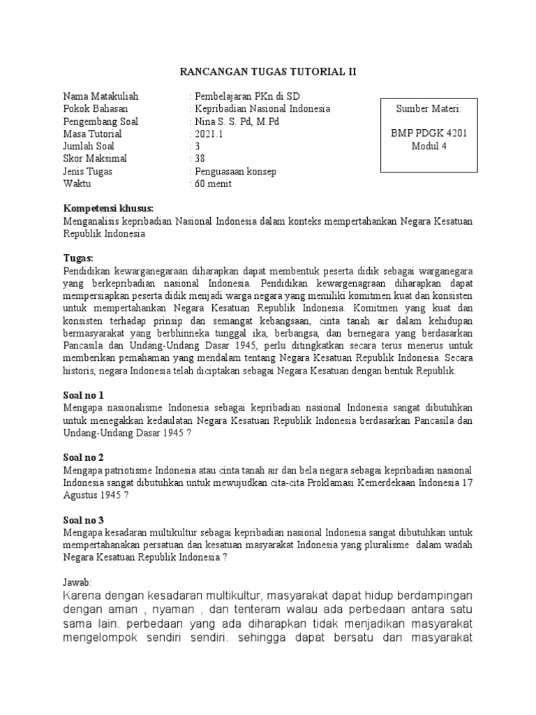 Rancangan Tugas Tutorial Ii | PDF