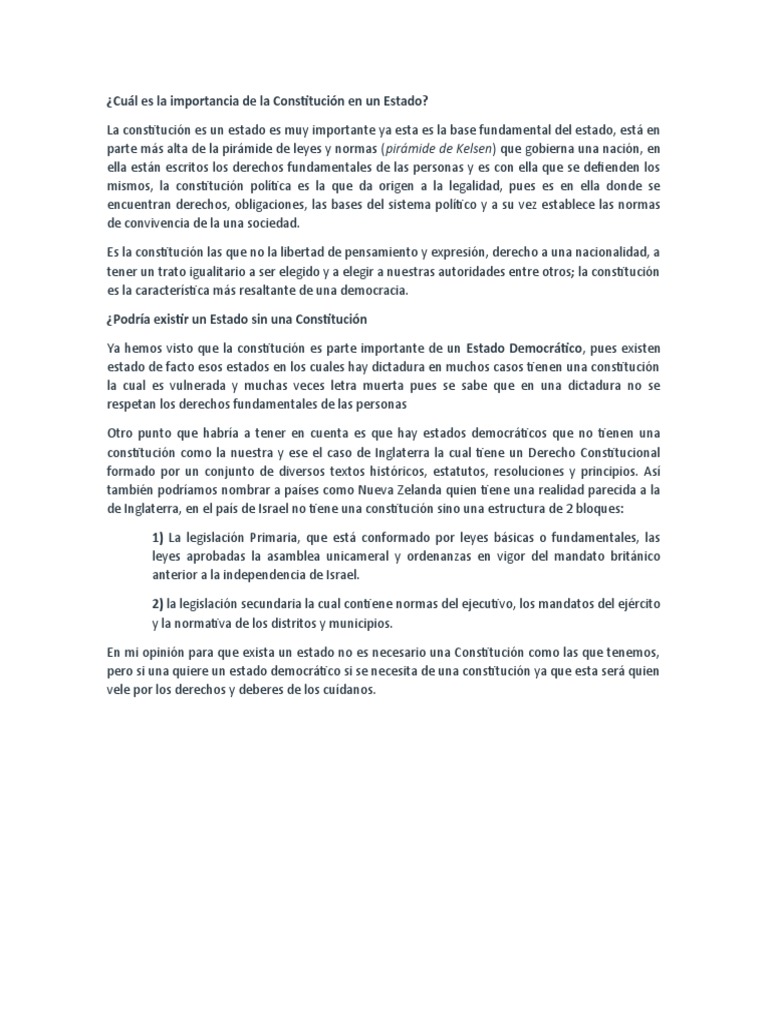 Cuál Es La Importancia De La Constitución En Un Estado Pdf