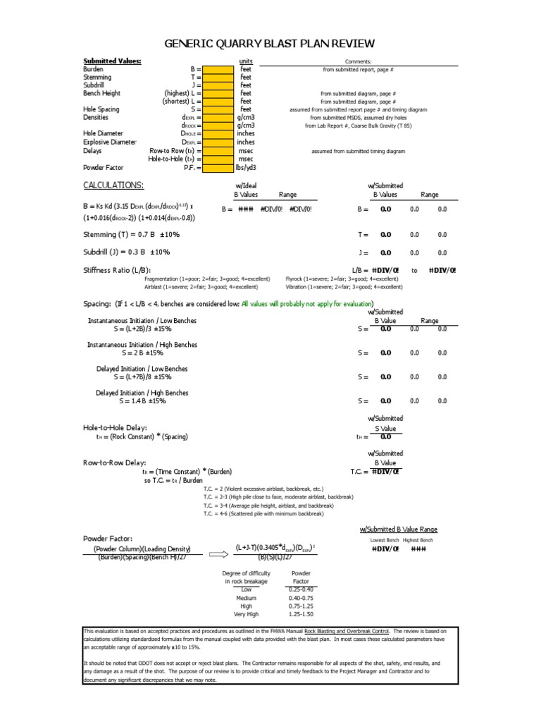 Generic Quarry Blast Plan Review: Calculations | PDF | Physics ...