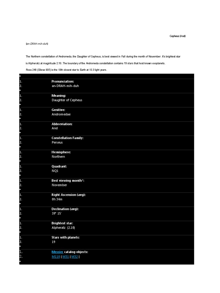 Andromeda, The Daughter Of: Pronunciation | PDF | Astronomy | Stars
