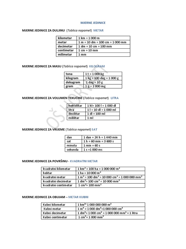 Mjerne Jedinice-1 | PDF