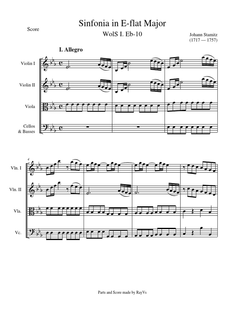 Stamitz-Sinfonia in E-Flat Major | PDF | Orchestras | Musical Instruments