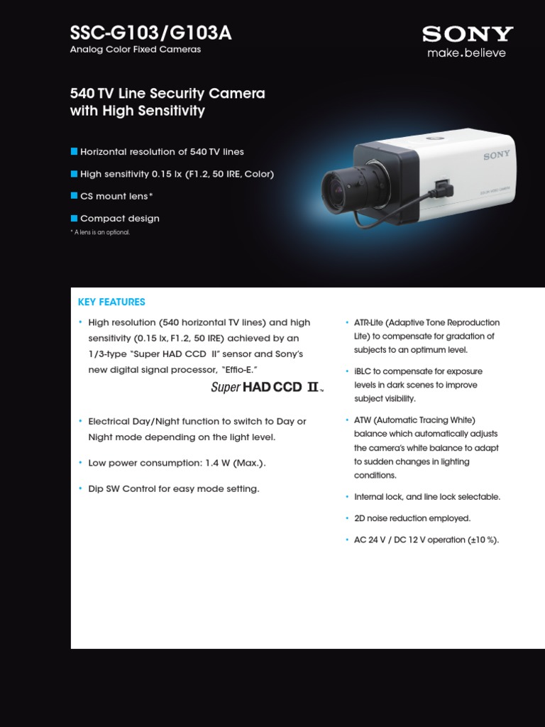 SSC-G103/G103A: 540 TV Line Security Camera With High Sensitivity | PDF | Image Resolution | Camera