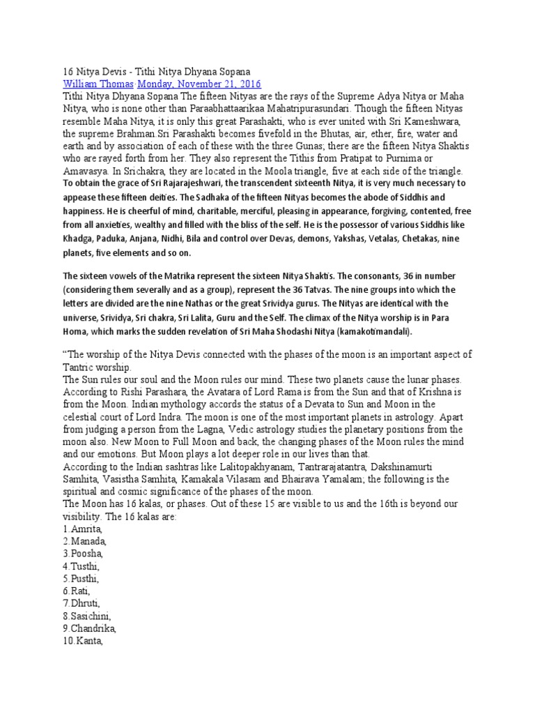 16 Nitya Devis | Download Free PDF | Devi | Hindu Behaviour And Experience