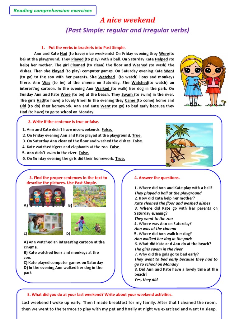 A Nice Weekend: (Past Simple: Regular and Irregular Verbs) | PDF ...