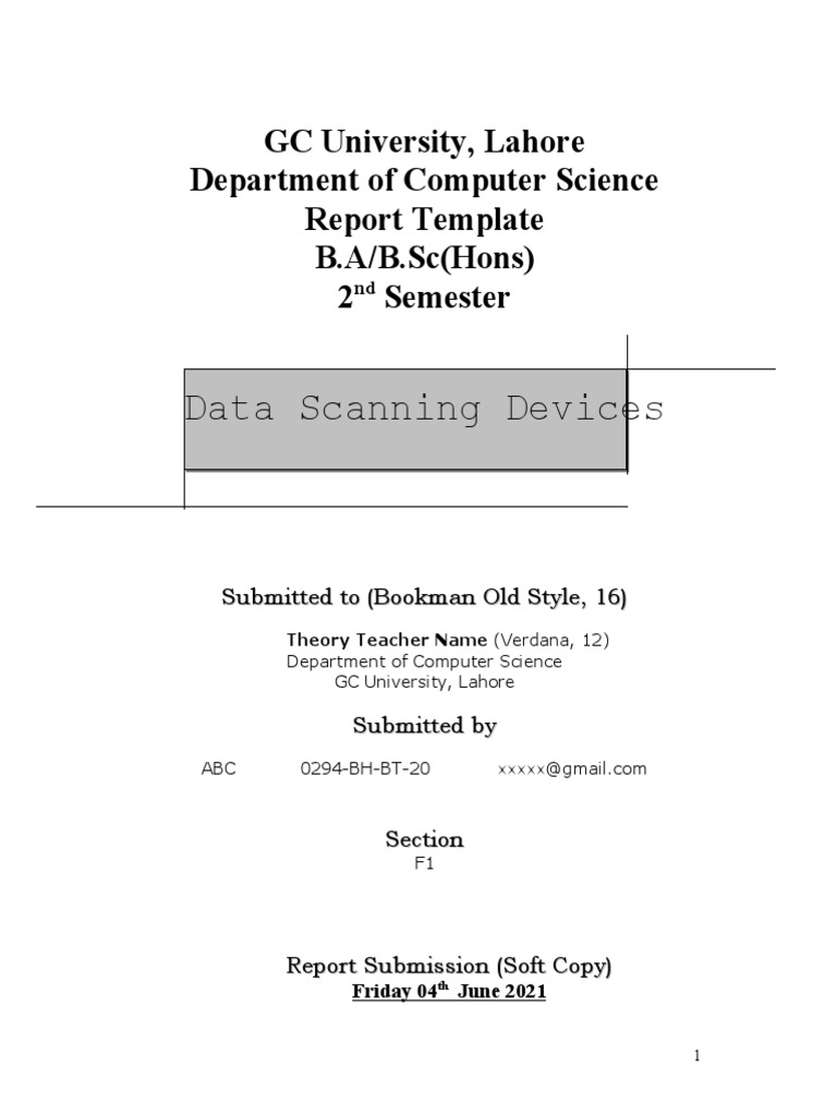 Data Scanning Devices: GC University, Lahore Department of Computer ...