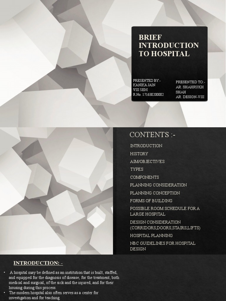 BRIEF INTRODUCTION TO HOSPITAL PPT by Kanika Jain | PDF | Stairs | Hospital