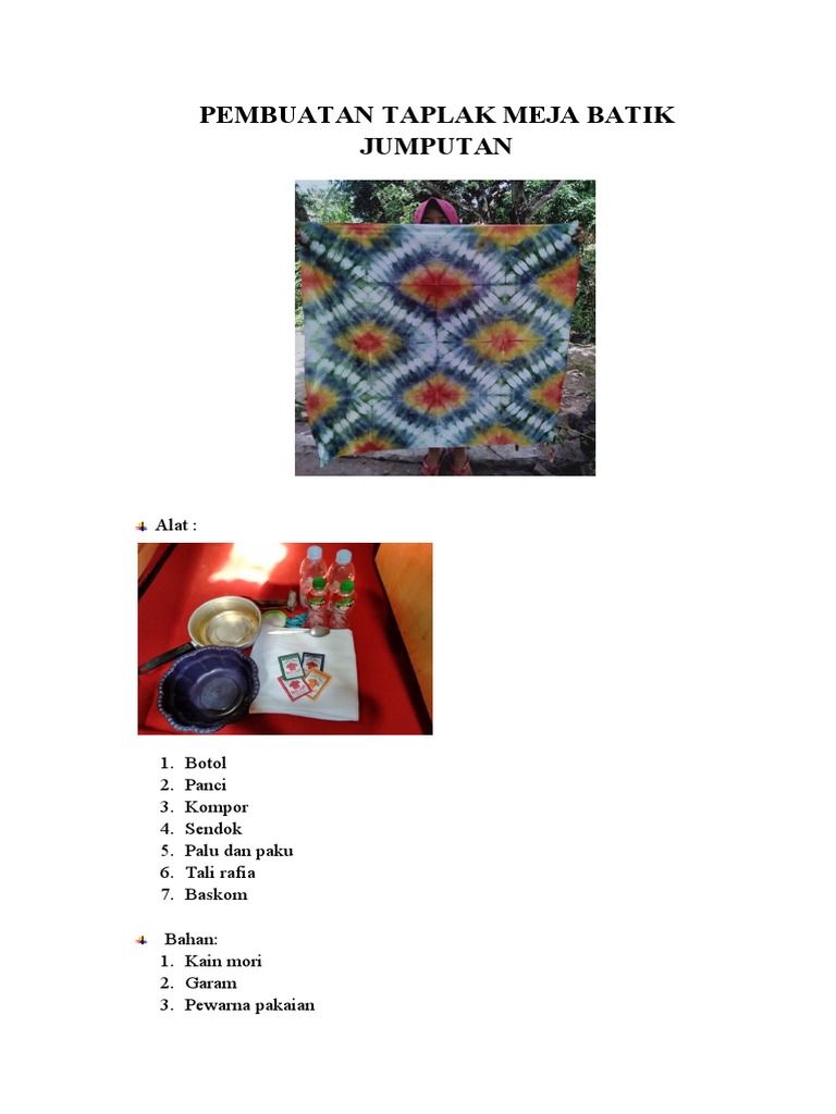 Pembuatan Taplak Meja Batik Jumputan | PDF