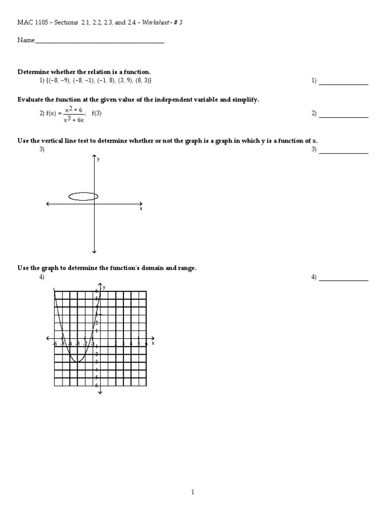 MAC 1105 - Worksheet #3 (Sections 2.1, 2.2, 2.3, 2 | PDF | Maxima And ...
