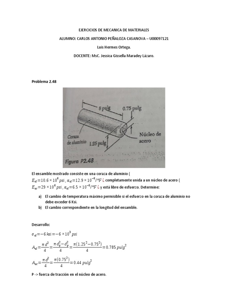 Ejercicios de Mecanica de Materiales Alu | PDF | Acero | Metales de transición