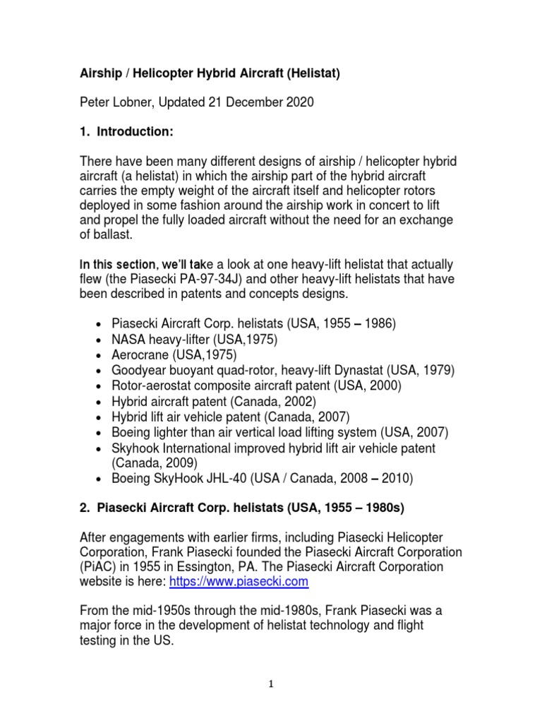 Helistat Airship Drone Hybrid | PDF | Airship | Aircraft